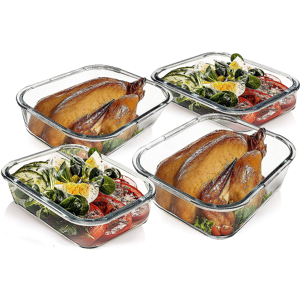 [80 oz & 36 oz]Extra Large Glass Food Storage/Baking Containers Set with Locking Lids, 2 Pack 80 oz(10 cup)&2 Pack 36 oz (4.5 cup)Airtight Glass Container,Microwave,Oven,Freezer and Dishwasher
