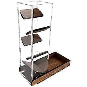 C4Labs Dice Tower & Tray | Clear with Wooden Paddles | Watch The Dice Decide (Walnut)