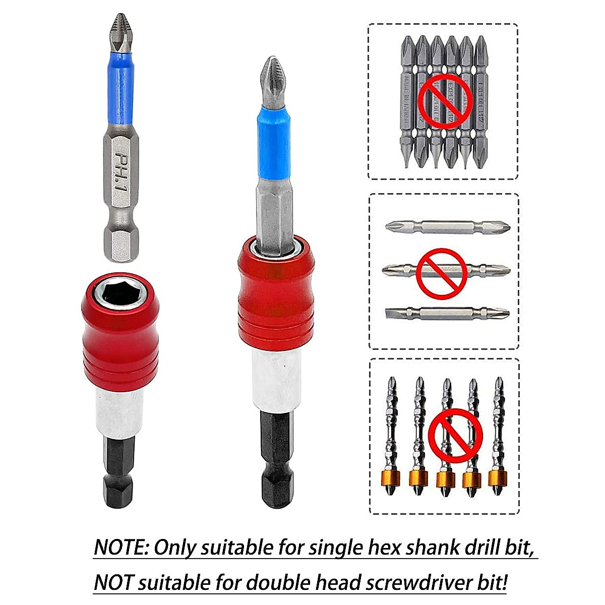 Saipe 3pcs 1/4” Hex Shank Magnetic Screwdriver Bits Holder Quick Release Drill Bit Extension Bar Chuck Adapter Quick Change Socket Screw Driver Drill Bit for Hand-held Drivers or Power Drill, 60mm