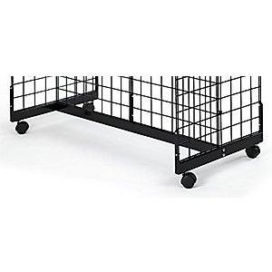 Only Garment Racks #1944B(1) + #1899B(4) + #1904B(9) 2'W x 4'H x 4'L Grid Panel Display Fixture with Gondola Base. Matte Black