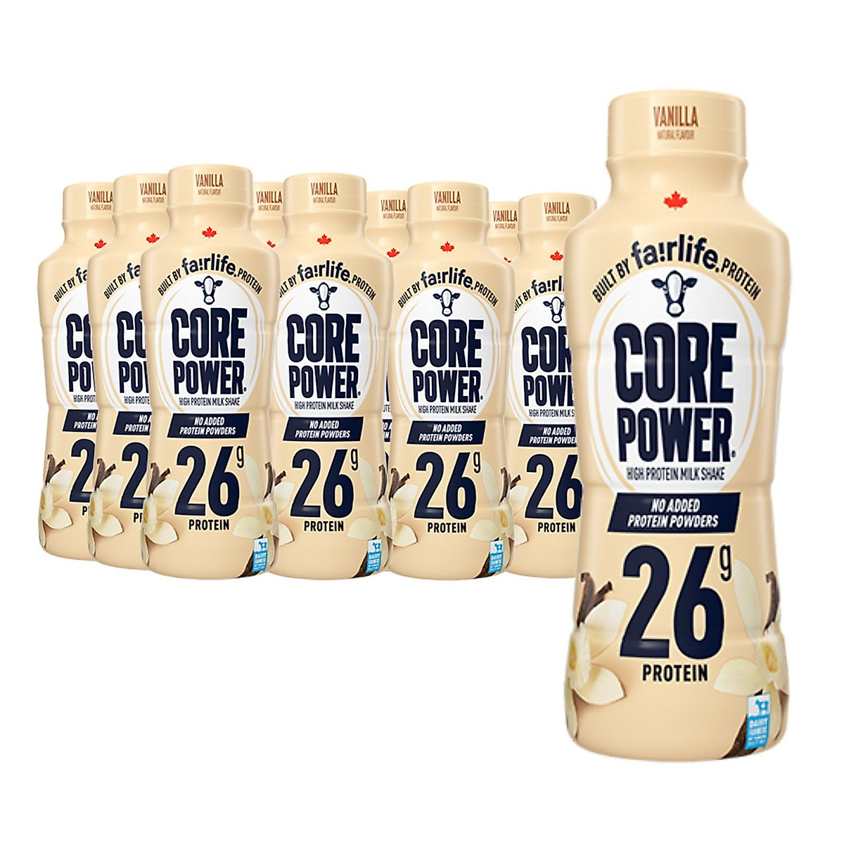 Fairlife Core Power 26g Protein Milk Shakes, Vanilla, Made with Canadian Milk, 414mL/14 fl. oz. (Pack of 12) Shipped from Canada
