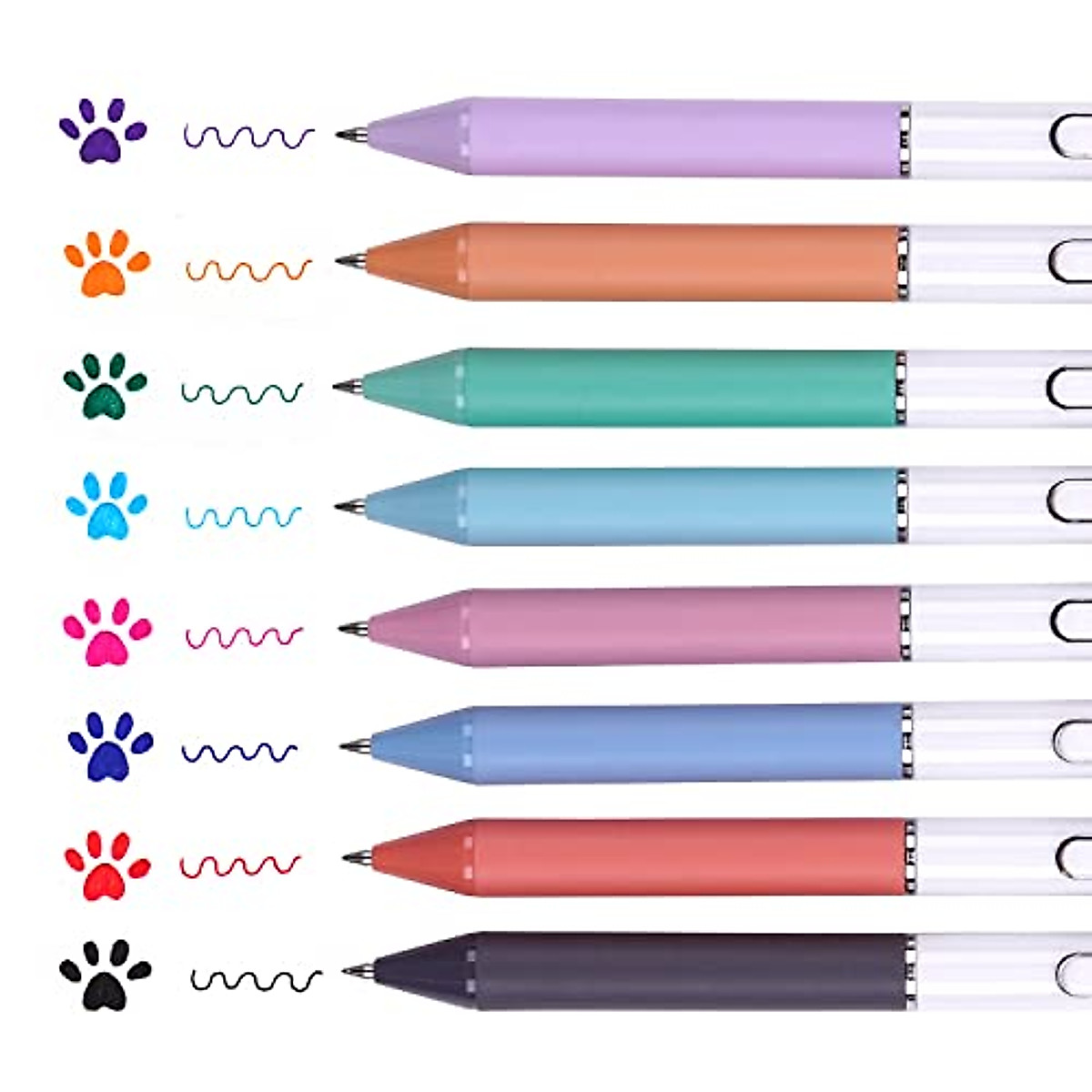 Writech Gel Pens Fine Point: 0.5mm Assorted Colors Ink Pen Set Clickable for Drawing Journaling Notetaking Bible Non Bleed 8ct Retractable Smooth Writing Multi colored No Smudge & Smear