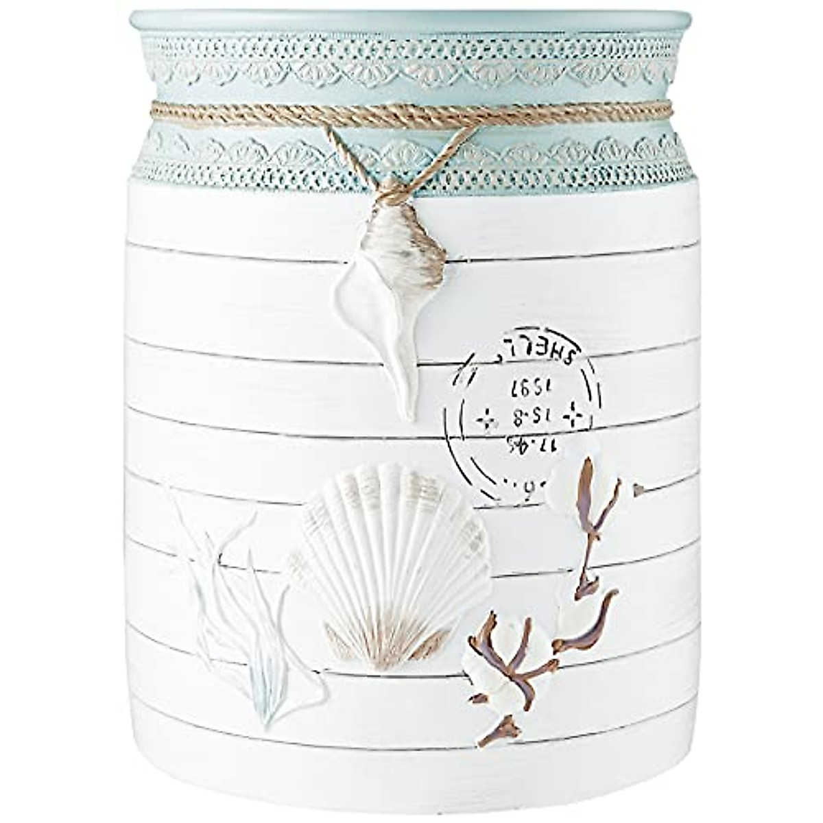 Avanti Linens - Waste Basket, Decorative Trash Can for Home or Office, Farmhouse Chic Bathroom Accessories (Farmhouse Shell Collection)