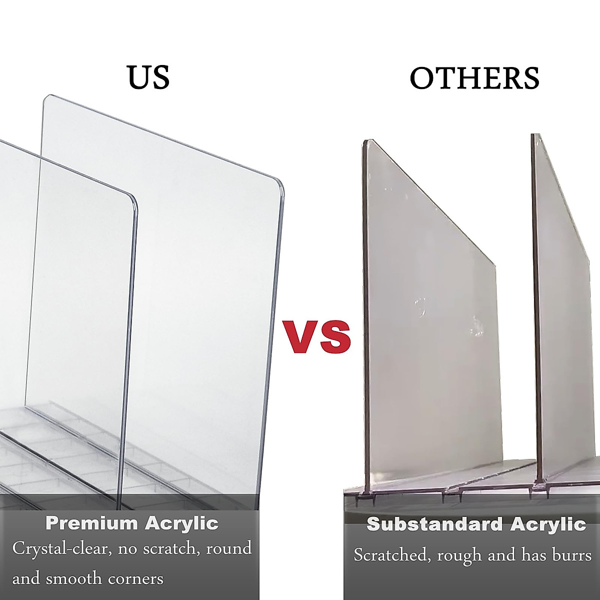 LARENNT 2 Pack Purse Organizer for Closet - Adjustable Acrylic Shelf Dividers for Closet Organization- Clothes Purse Bag Handbag Organizer for Home Kitchen Bedroom Bathroom (10 PCS)