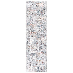 SAFAVIEH Berber Shag Collection Runner Rug - 2'3" x 12', Blue Rust & Ivory, Non-Shedding & Easy Care, 1.25-inch Thick Ideal for High Traffic Areas in Living Room, Bedroom (BER569A)