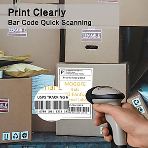 MOGOFE 4x6 Direct Thermal Labels, Pack of 500 4x6 Fanfold Shipping Labels, Thermal Printer Paper Commercial Grade Permanent Adhesive