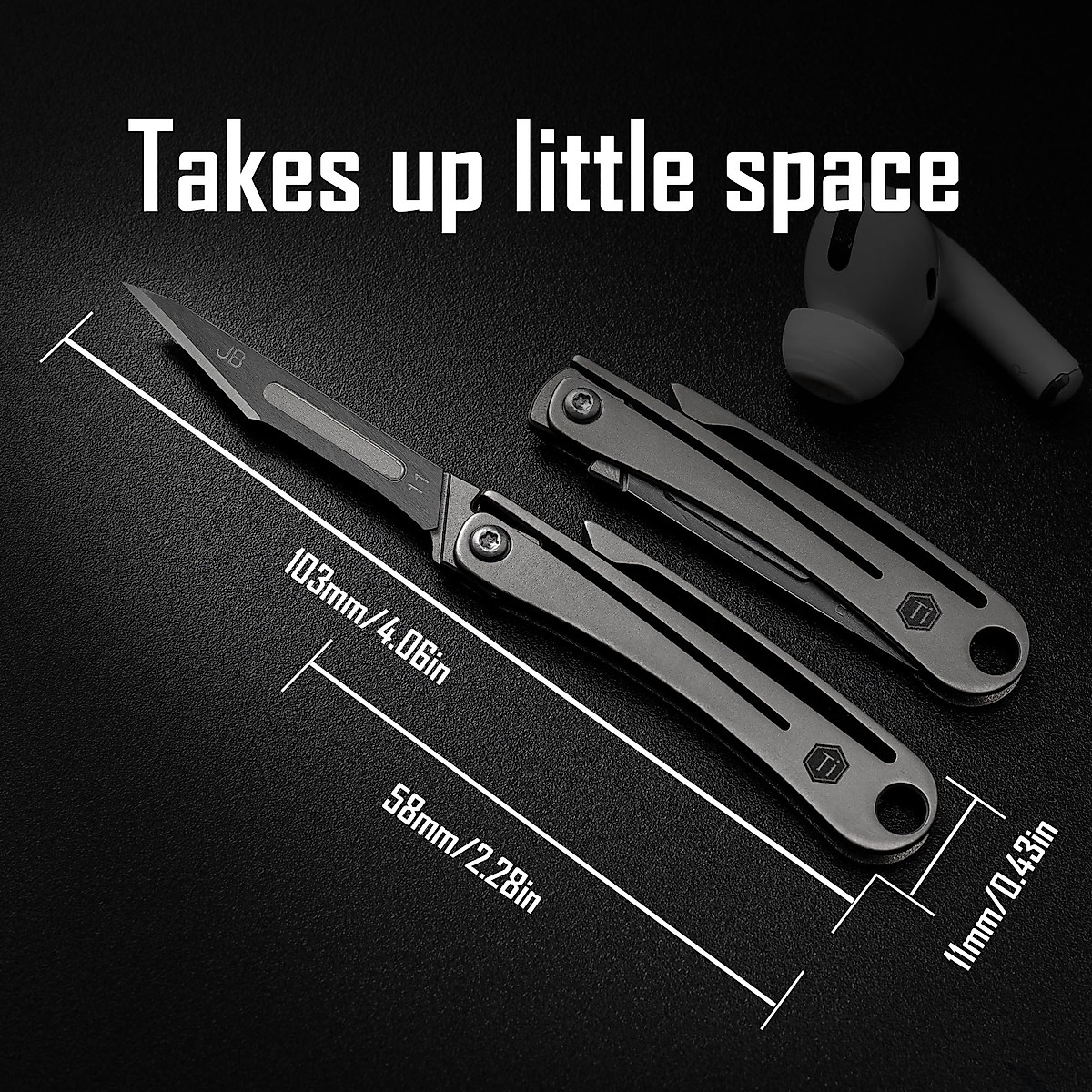 KeyUnity KK07 Mini Titanium Scalpel Knife, KM09 Dual-Gate Carabiner Keychain Clip & KA17 Titanium D Ring Bundle