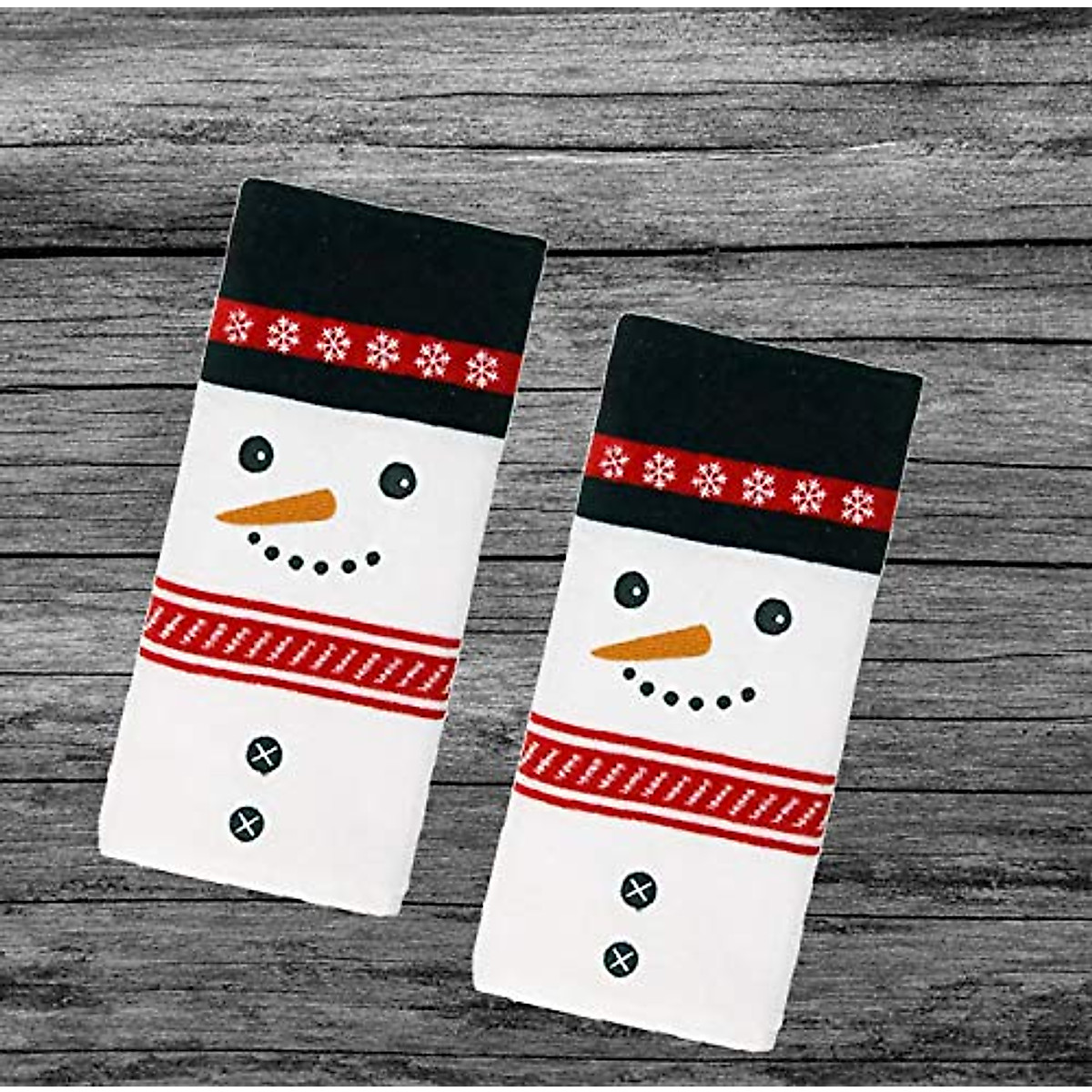 St. Nicholas Square Christmas Towels, White Bath Hand Towel Set of 2, Snowman Face Decorative Design 25 x 16 Inches for Bathroom Decorating for The Holidays
