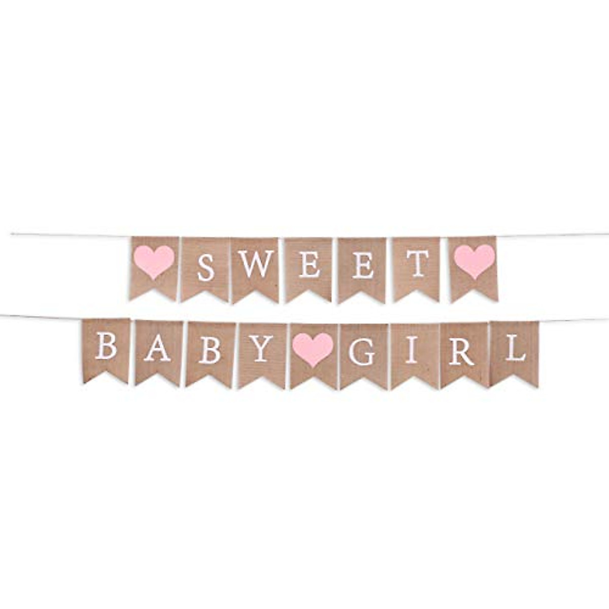 Sweet Baby Girl Burlap Banner - Sweet Baby Boy Shower Decorations, Rustic Baby Shower Decorations, Photo Decoration Props (Sweet Baby Girl Pink)