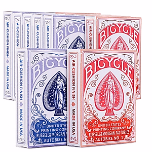Bicycle Playing Cards 6 Deck Autobike No.1, 3 Red, 3 Blue Playing Card Decks
