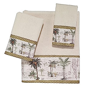 Avanti Linens - Fingertip Towel, Soft & Absorbent Cotton Towel, Tropical Inspired Bathroom Accessories (Colony Palm Collection)