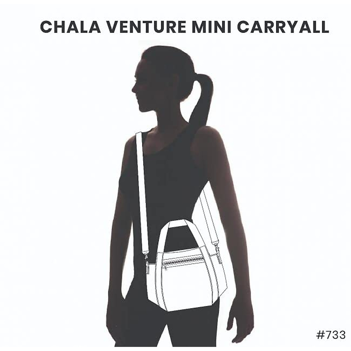Chala RFID Protected Mini Carryall Nylon Bag with Long Strap/Messenger Bag (Black)