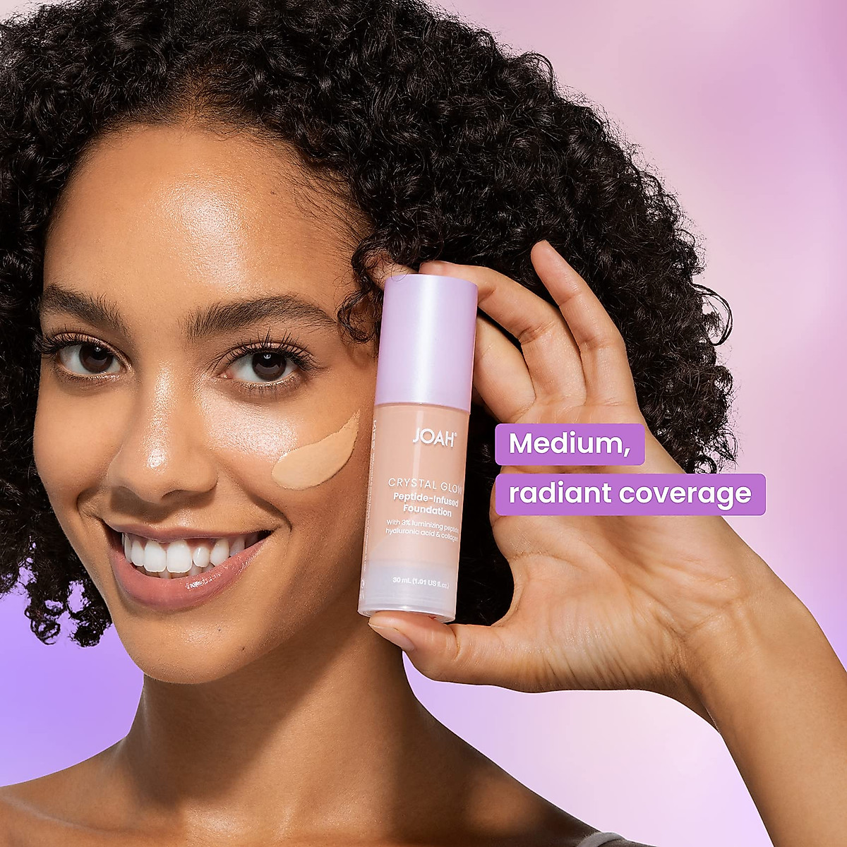 JOAH Crystal Glow Peptide-Infused Foundation, 2-in-1 Multitasking Korean Makeup with Blurring Face Primer, Luminizer, Hydration & Skin Defense for a Flawless Finish, 1.01 Oz, Very Fair Cool