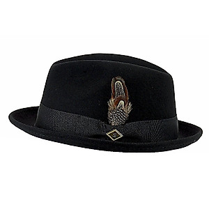 STACY ADAMS Men's Wool Felt Pinch Front Fedora Hat Black
