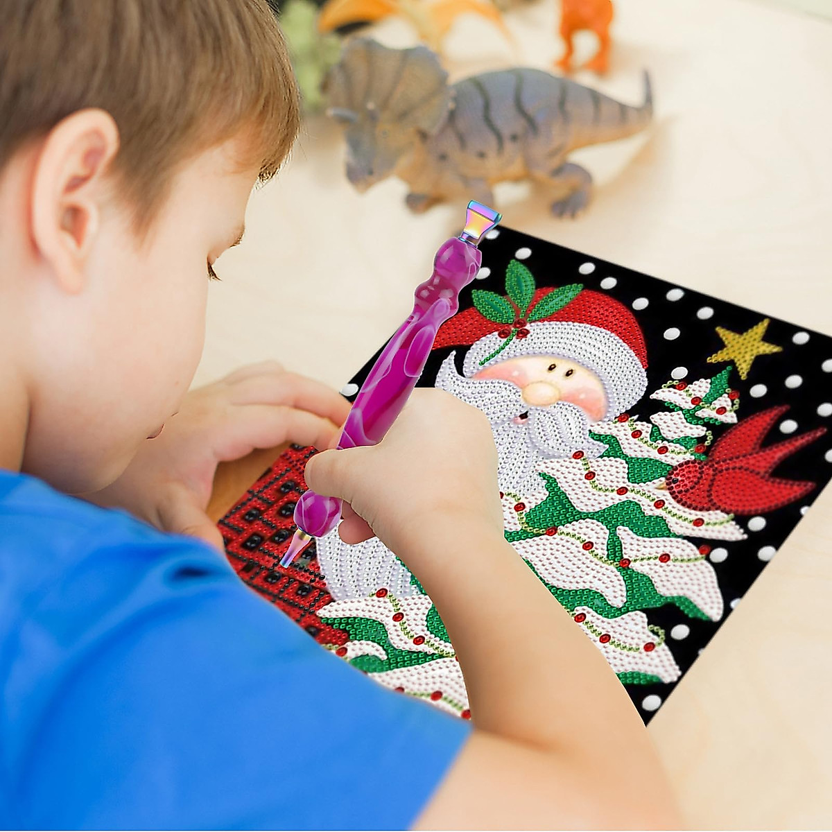 Ninonly 3Pcs Diamond Art Pen, Diamond Painting Pen Kits with 12 Colorful Metal Tips, 6 Painting Glue Clay, Roller, 5D Diamond Art Accessories and Tools for DIY Craft, Purple Pink Blue