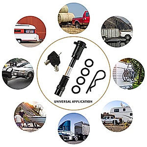 META Hardware Trailer Hitch Locks, 5/8" Dia 4" Long Hitch Lock with Extra Safety Clip & Anti Rattle O-Rings Fits 2", 2-1/2”, 3”, Class III IV V Receivers (1 Pack)