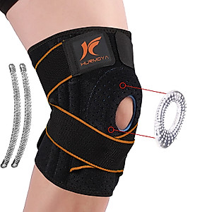 Hurmoya Knee Brace for Knee Pain, 2 Adjustable Straps Compression Support with Patella Gel Pad & 4 Side Stabilizers, Medical for Arthritis, Meniscus Tear, Injury Recovery, Pain Relief, ACL, MCL, Sports, Running, Weightlifting, Plus Size for Men and Women