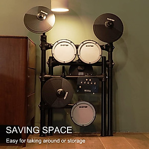 HXW SD61-4 Professional Electric Drum Set Mesh Electronic Drum Kit for Beginner, 251 Dynamic Sounds in 25 Kits, Solid Racks, USB-MIDI, Drum Sticks Included