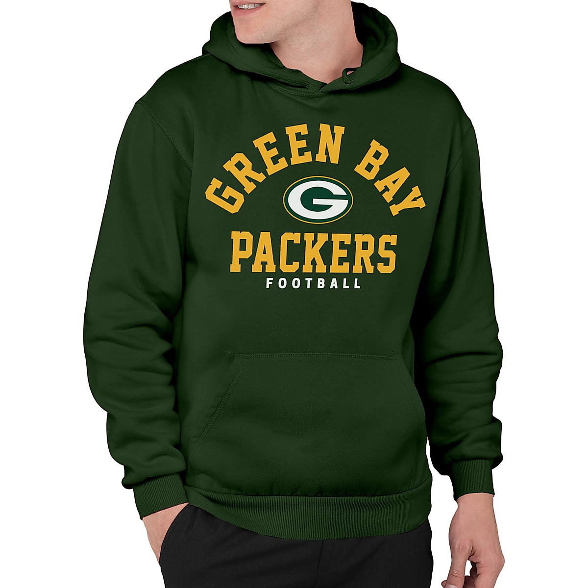 Junk Food Clothing x NFL - Green Bay Packers - Classic Team Logo - Unisex Adult Pullover Fleece Hoodie for Men and Women - Size Medium