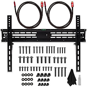 SAMSUNG UN43AU8000 43 Inch 4K Crystal UHD Smart LED TV Bundle with Deco Home 60W 2.0 Channel Soundbar, 37-70 inch TV Wall Mount Bracket Bundle and 6-Outlet Surge Adapter
