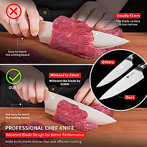 MAD SHARK Knife Set, Professional 5 Piece Kitchen Chef Knife Set, German High Carbon Stainless Steel Ultra Sharp Knives Sets, Ergonomic Handle 2.0 Home Cooking Perfect Cutlery Set Gift