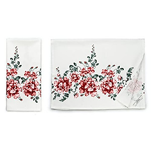 Perfect Present For Mothers, Ideal Mothers Kitchen Linen Set. Set Include Greeting Card, Bib Apron, Oven Mitt, Pot Holder, Kitchen Towel. Beautiful Flower Design, 100 Percent Cotton.