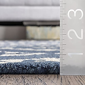 nuLOOM Meadow Hand Tufted Wool Tribal Geometric Area Rug, 4' x 6', Blue