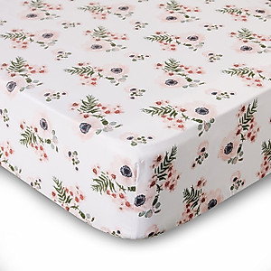 Levtex Baby - Fiori Toddler Bed Set - Black, Blush, Pink, White - Bold Floral - 5 Piece Set Includes Reversible Quilt, Fitted Sheet, Flat Sheet, Pillow Case, Decorative Pilow