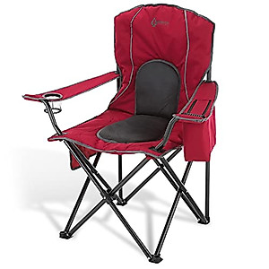 ARROWHEAD OUTDOOR Portable Folding Camping Quad Chair w/ 4-Can Cooler, Cup-Holder, Heavy-Duty Carrying Bag, Padded Armrests, Supports up to 330lbs, USA-Based Support