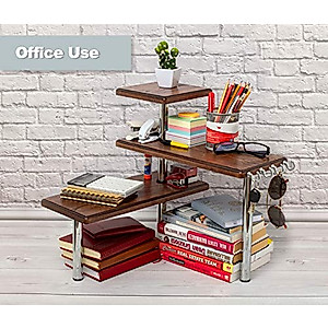 TESLYAR 3 Tier Corner Shelf Natural Solid Ash Wood Countertop Organizer Bookshelf Display Shelves Space Saving Rack for Living Room, Kitchen, Office