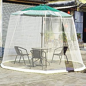 Deyoly 6.5-10ft Beige Patio Umbrella Mosquito Nets, Polyester Mesh, Universal Umbrella Netting Screen, Fits 7.5 8 9 10 FeetT Outdoor Patio Tables Cantilever Offset Hanging Market Umbrellas