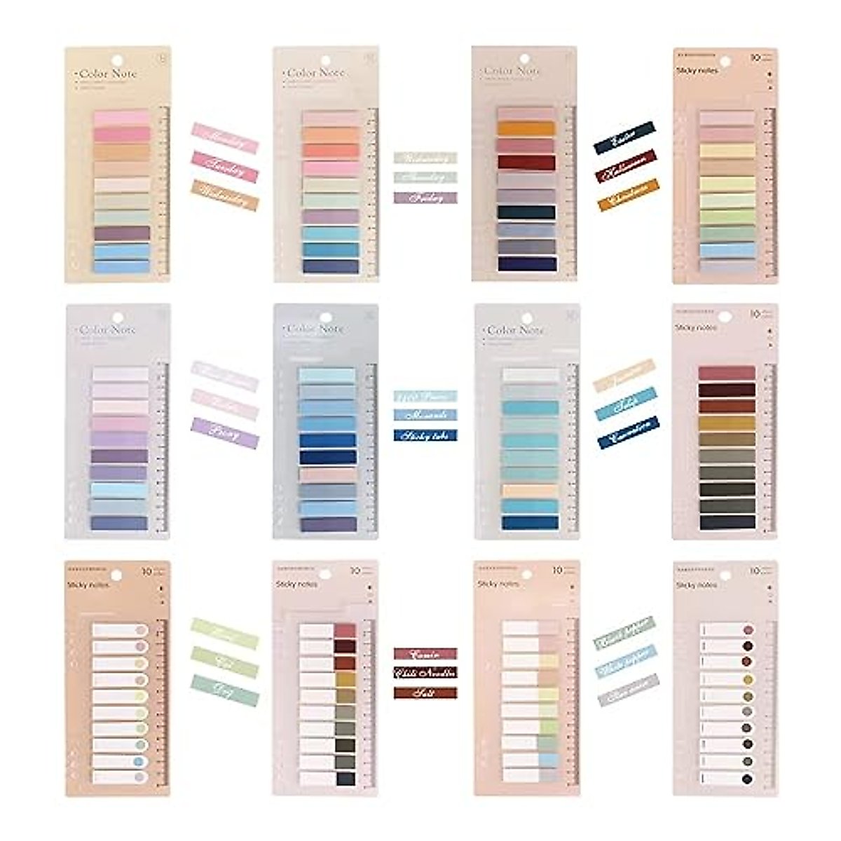 Thereisno 1600/2000/2400 Pieces Writable Morandi Sticky Tabs Repositionable Color Page Marker Sticky-Notes Tabs,Sticky Tabs Book Tabs 1 Set of Sticky Indexes Tabs