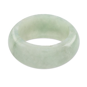 NOVICA Artisan Handmade Jade Band Ring Artisan Crafted 10 mm Wide of Guatemalan Green Limpet Shell Gemstone [band Width 10 mm W] ' Pale Green Halo' 10 mm