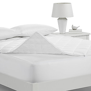 SERTA Extra Comfort Fiber Fill Cooling Fitted Mattress Pad Cover, Twin, White