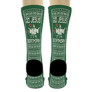 Christmas Joke Gifts Go Jesus It's Ya Birthday Winter Holiday Gift Socks 6-Pair Novelty Crew Socks