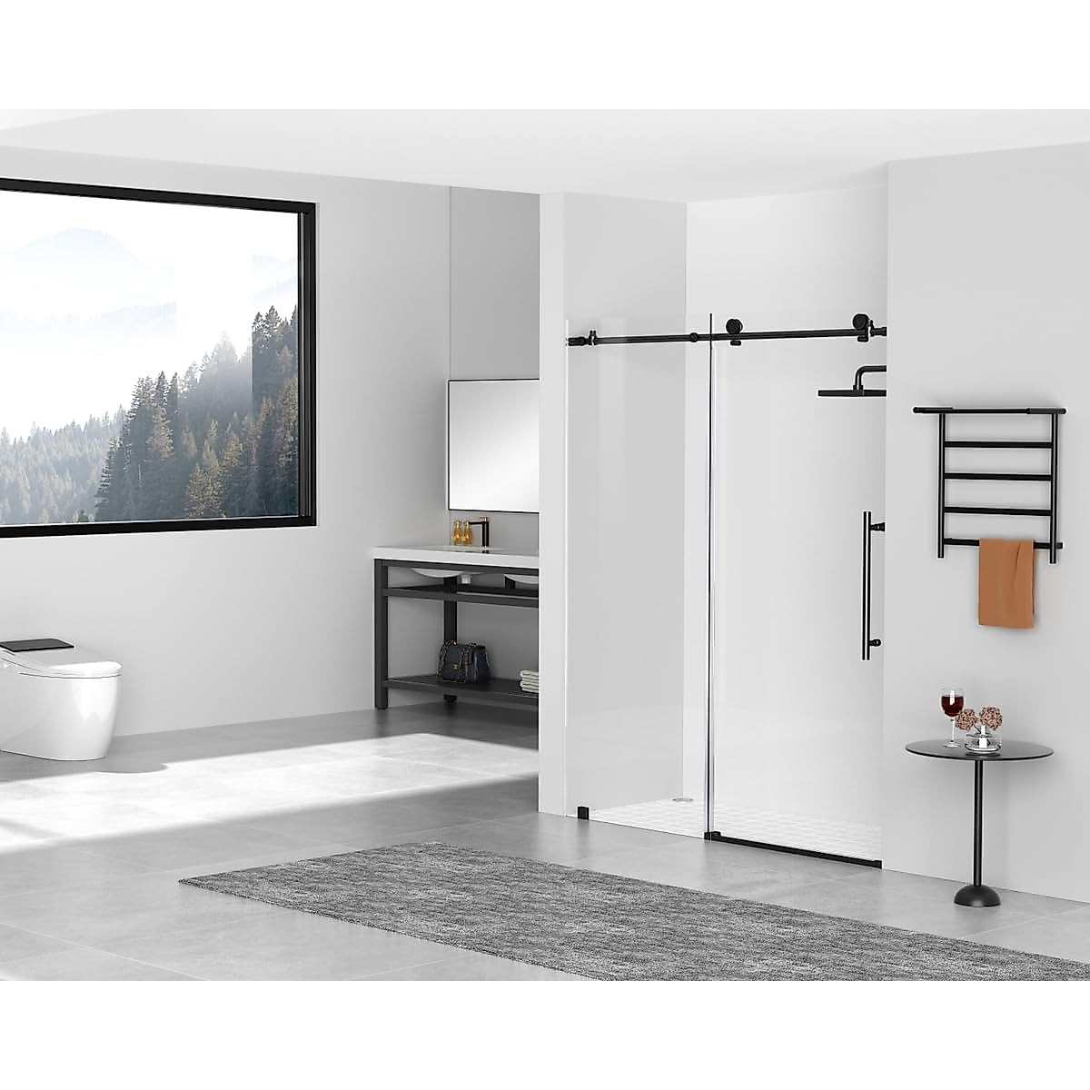 Elegant Kitchen and Bath SD101-6076MBK Frameless Shower Door 60 x 76 Matte Black