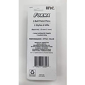 Forma 1.0 mm Ball Point Retractable Black Ink (various barrel colors) - 3 Pack >> See seller comments for barrel colors offered <<
