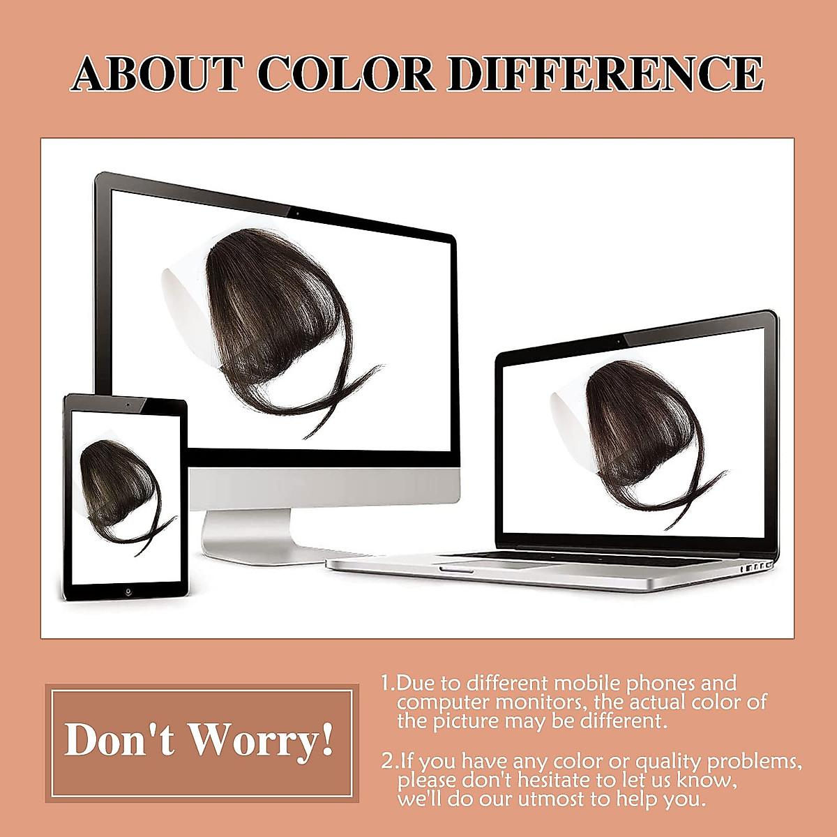 HANYUDIE Clip in Bangs 100% Real Human Hair Bangs Dark Brown Bangs Hair Clip with Temple Clip on Bangs Hair Extensions for Women (Dark Brown)