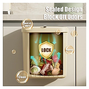 YIYANGQ 8.5/12L Kitchen Trash Can with Lid Wall Mounted Hanging Trash Bin Garbage Can for Cabinet Under Sink Waste Garbage Compost Bin(12L White)