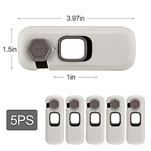Child Safety Lock (5 Pieces) Baby Safety Cabinet Lock-Suitable for Refrigerators, Cabinets, Drawers, Dishwashers, Baby Protective Kitchen Cabinet Locks with Strong Tape-Deesse (Grey)