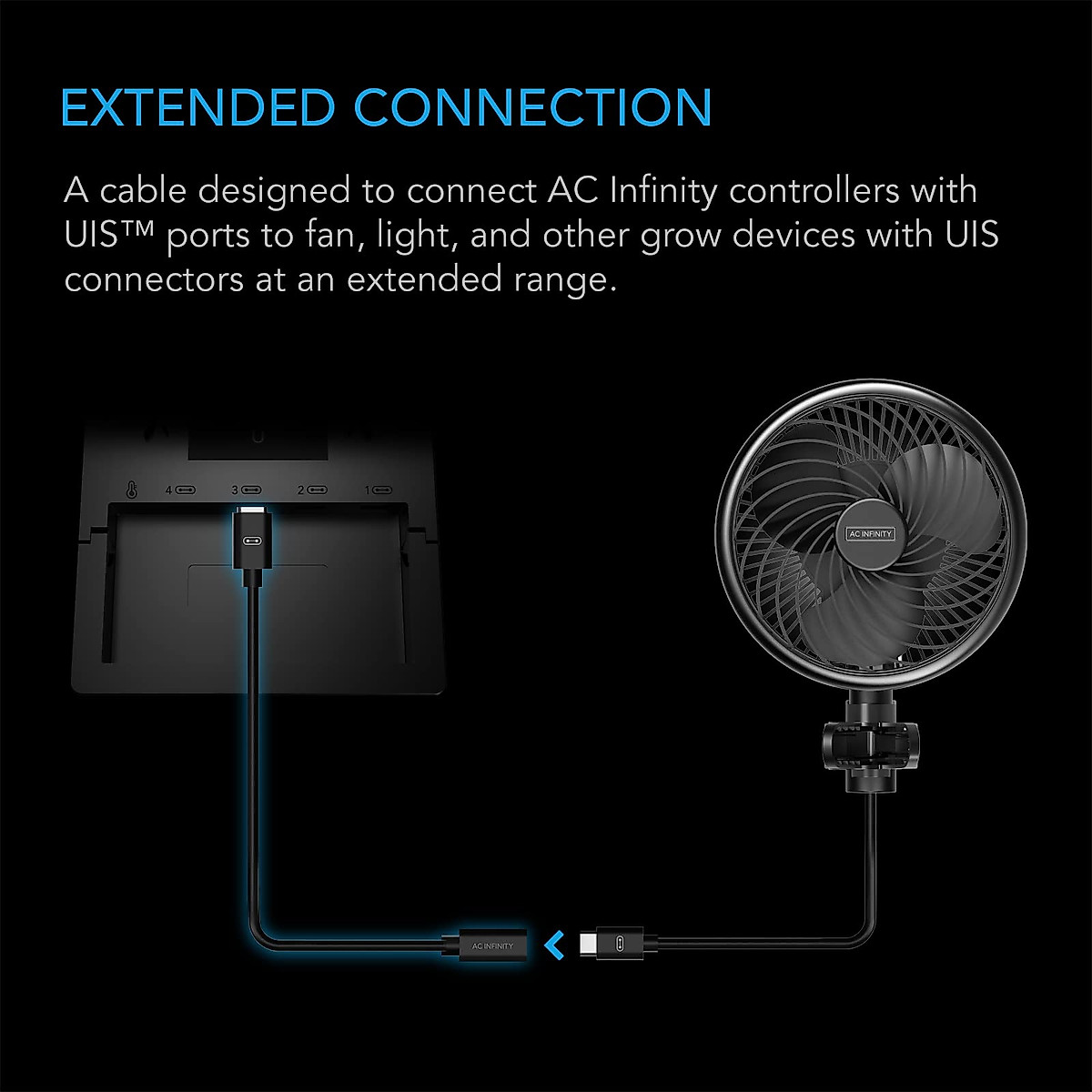 AC Infinity UIS Controller to Device Cable for Controller 69 PRO and PRO+, Male to Male, 10 Foot Connection Extender Cord, Works with CLOUDRAY, CLOUDLINE, IONFRAME, CLOUDFORGE, and More