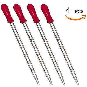 OESS Thick Glass Graduated Dropper Pipettes 1ml with Red Rubber Caps Pk/4