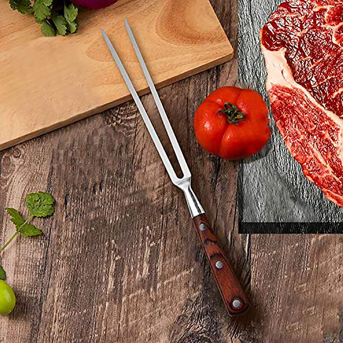 MeiAoJia Heavy Stainless steel carving fork,barbecue cooking meat fork, used to fixed, move, poultry and Turkey forks(L:11.5-Inch)
