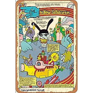 Yellow Submarine Vintage Look 20X30 cm Iron Decoration Plaque Sign for Home Kitchen Bathroom Farm Garden Garage Inspirational Quotes Wall Decor