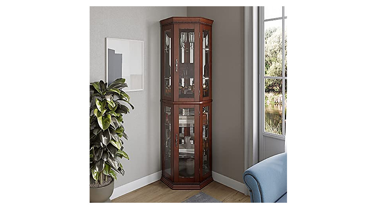 BELLEZE Lighted Corner Display Cabinet - Elegant Storage