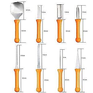 Pumpkin Carving Kit Tools Halloween Pumpkin Carving Set, Heavy Duty Stainless Steel Knife Set, Professional Punkin Carver family Sculpting Tool Push in for Kids & Adults with Carrying Case(8pcs)