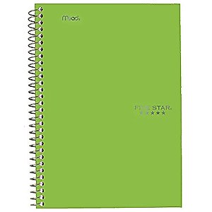 Five Star Spiral Notebook, 2 Subject, College Ruled Paper, 100 sheets, 9-1/2" x 6", Lime (72134)