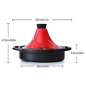 MYYINGBIN Traditional Moroccan Tagine Lead Free Ceramic Stew Pot Cast Iron Layer Enamel Lid Multifunctional Kitchen Cookware with Anti-Scalding Handle, Yellow