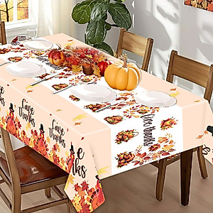 Fecedy Happy Thanksgiving Hanging Extra Large Fabric Sign Poster Background Banner with Pumpkin Maple Leaves Turkey Pattern for Thanksgiving Day Autumn Harvest Decorations 43.3"x70.8"