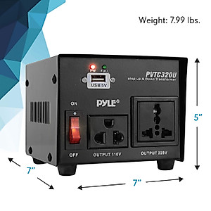 Pyle Step Up and Down Converter - 500 Watt Voltage Converter Transformer w/ USB Charging Port, UK Power Adapter, AC 110 / 120 to 220 / 240 Volt Vice Versa, 110V/120V/220V/240V Input Voltage